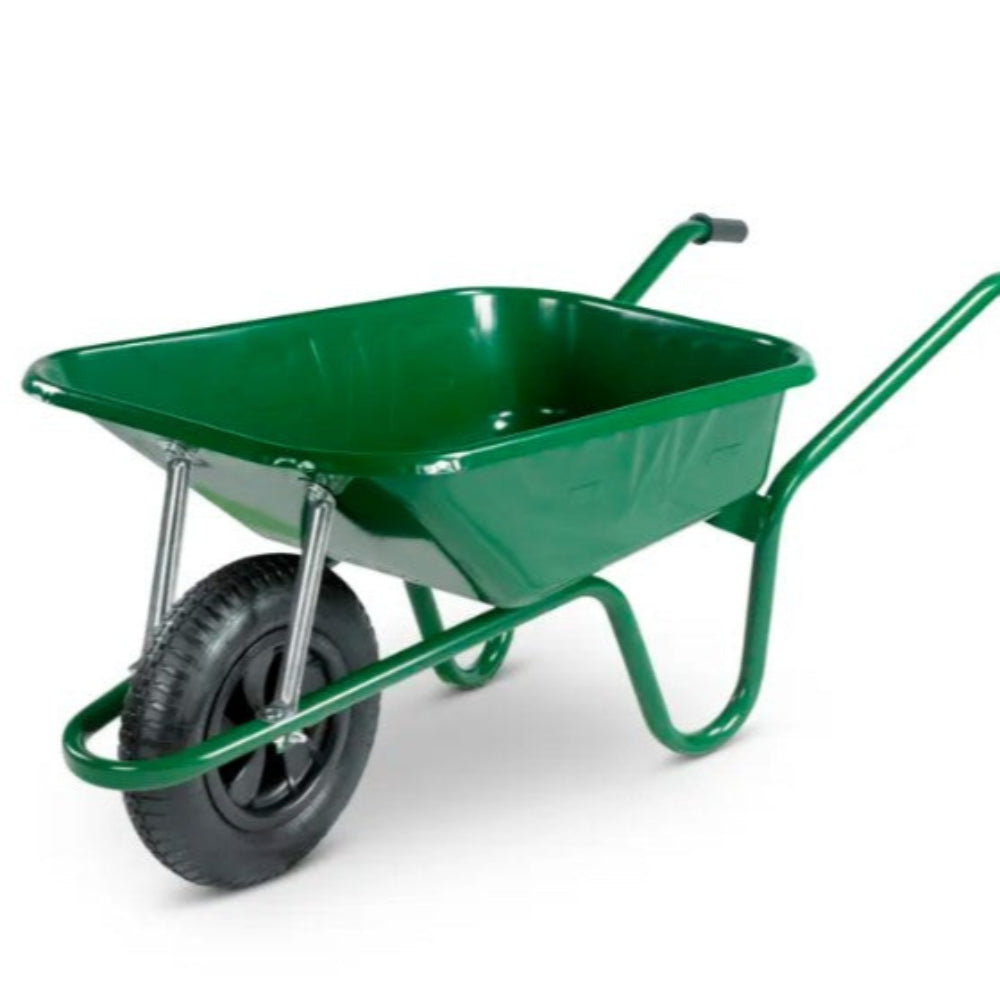 Wheelbarrow 90L Green With Pneumatic Wheel