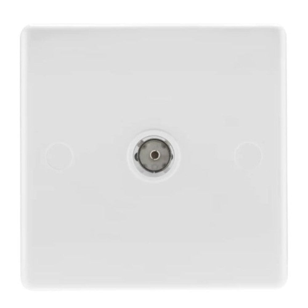 BG White Round Edged Moulded Co-Axial Socket
